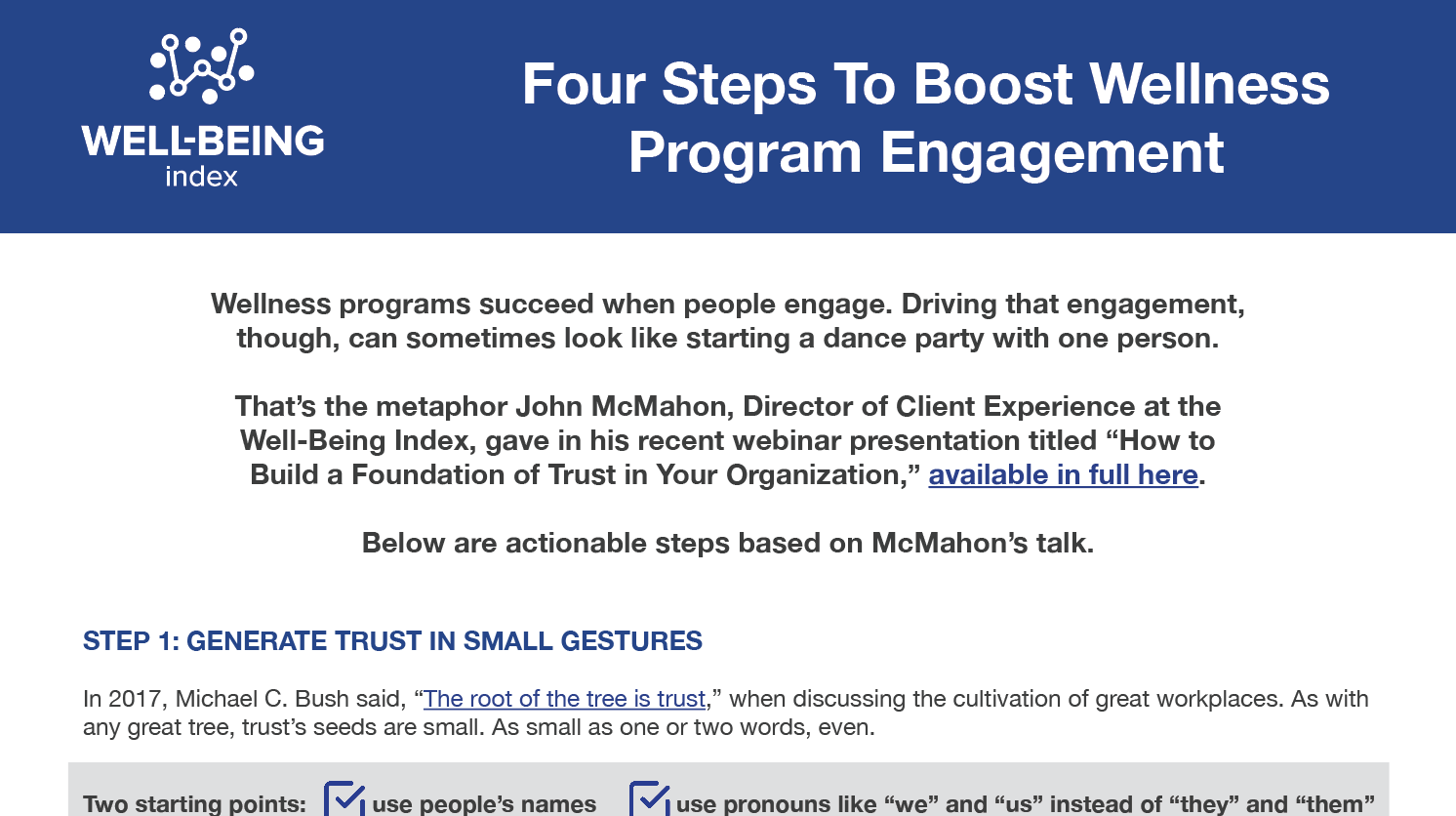 4 Steps to Boost Wellness Program Engagement - Well-Being Index